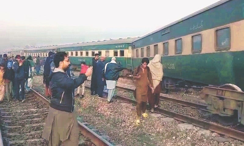 The Lahore-bound Shalimar Express derailed near the Badal Nala Railway ...