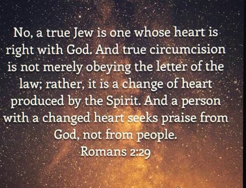 True Jew. Romans 2:25–29, 3:1–2 NLT | by Linda Carlton | Medium