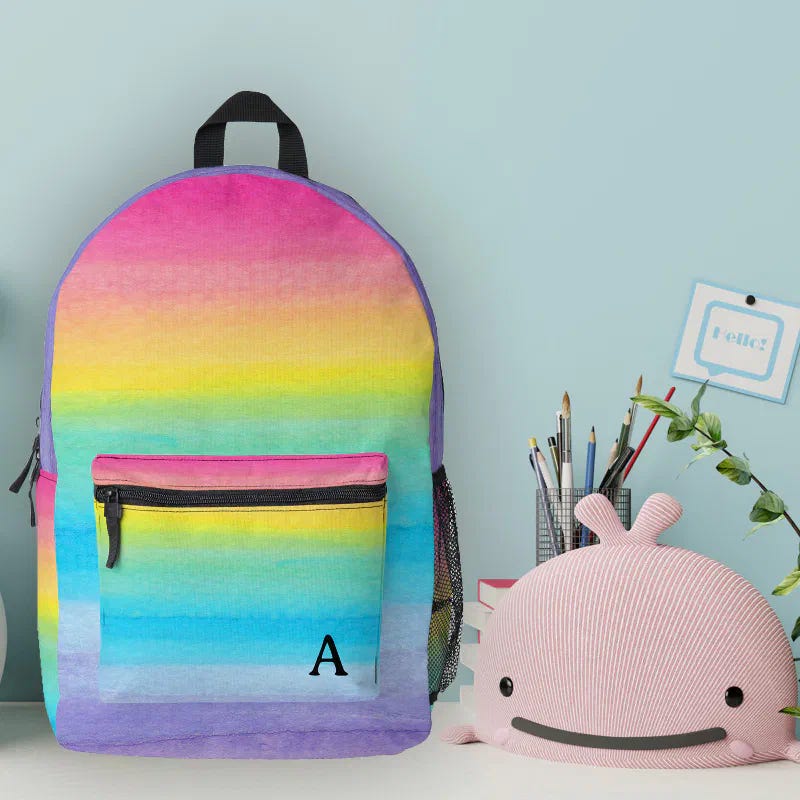 Adorable and Practical: Pretty Watercolor Pink Rainbow Stripes Monogram ...
