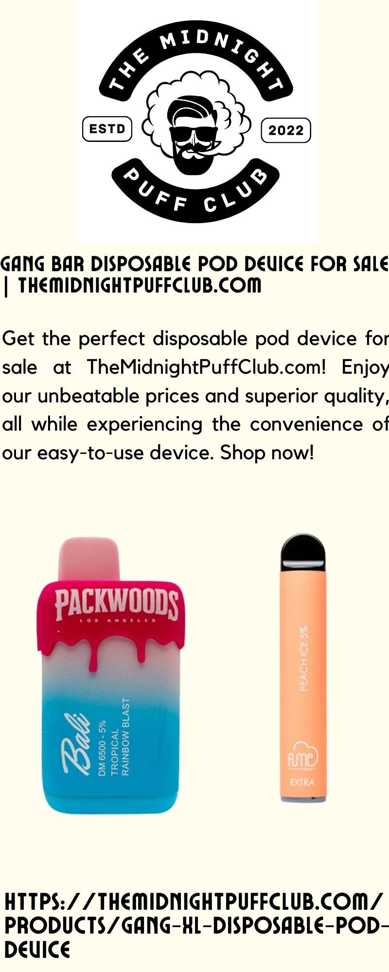 Gang Bar Disposable Pod Device For Sale | Themidnightpuffclub.com ...