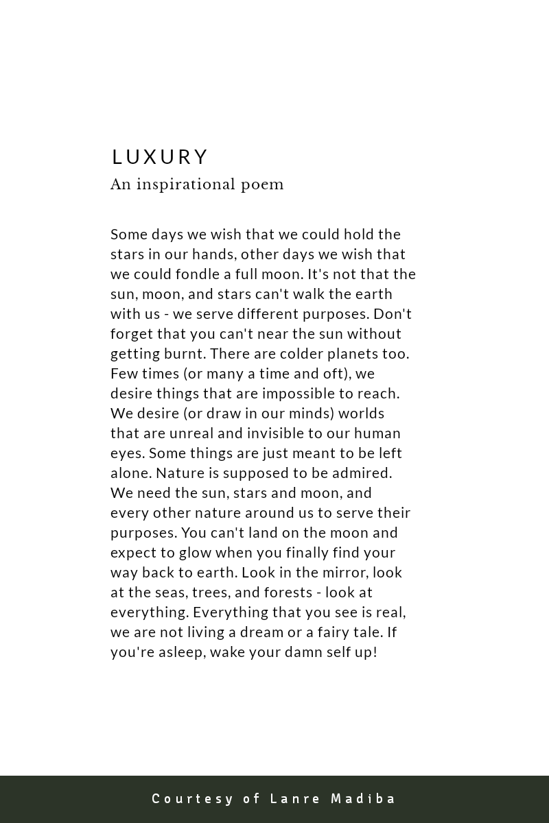 Luxury. An inspirational poem | by Lanremadiba | Medium