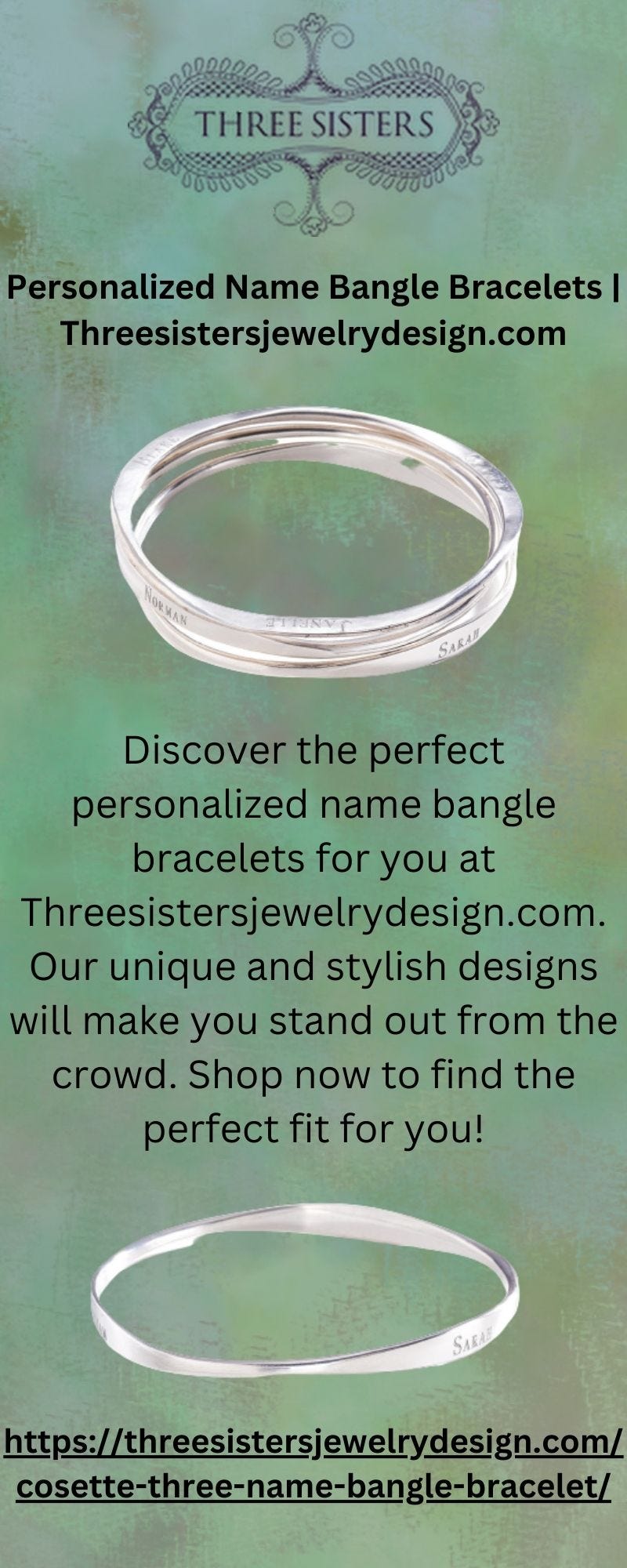 Personalized Name Bangle Bracelets | Threesistersjewelrydesign.com ...