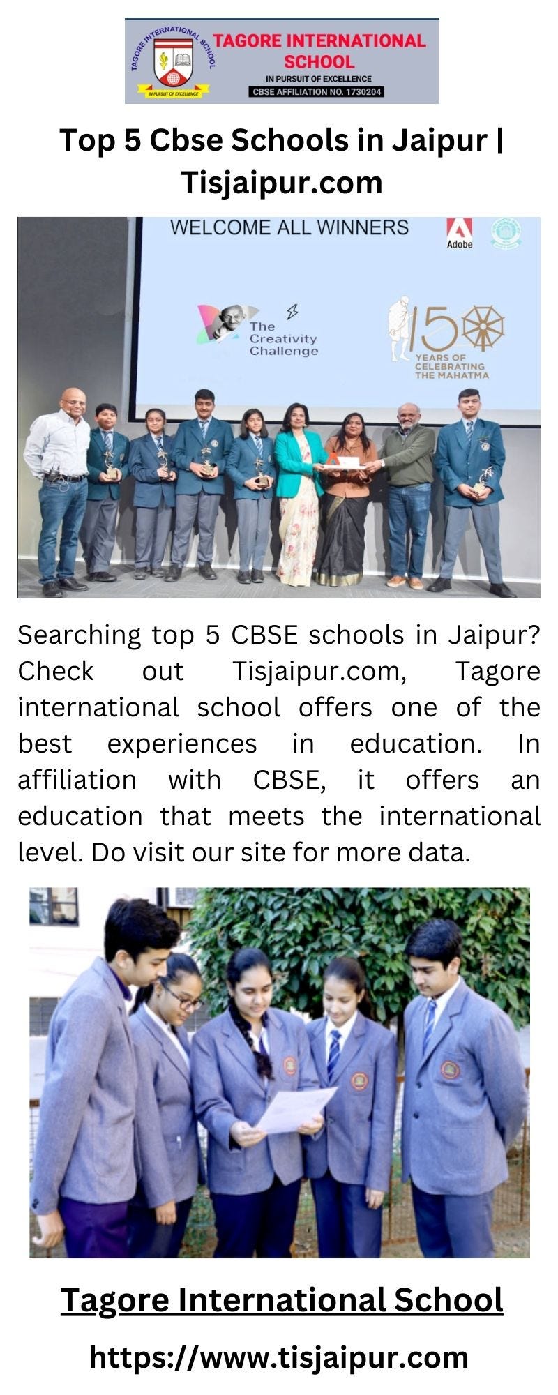 Top 5 Cbse Schools in Jaipur | Tisjaipur.com - Tagore international ...