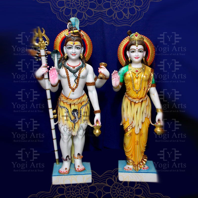 Marble Shiv Parvati Statue — Shop Now at Statue Arts - statuearts - Medium