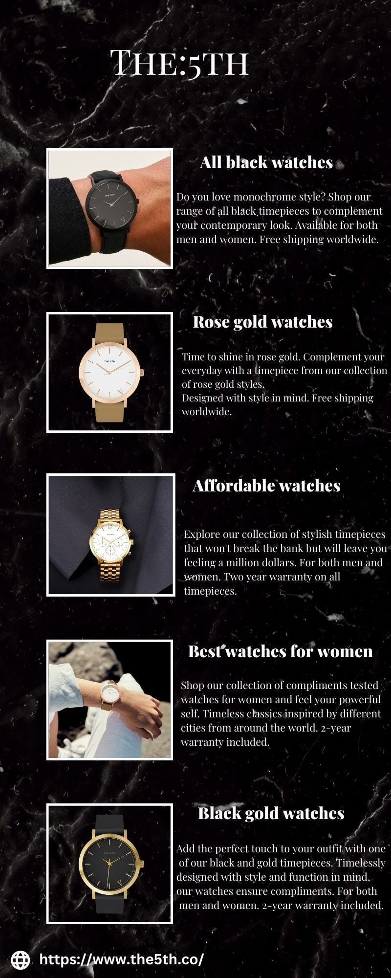 All black watches - The5thwatch - Medium