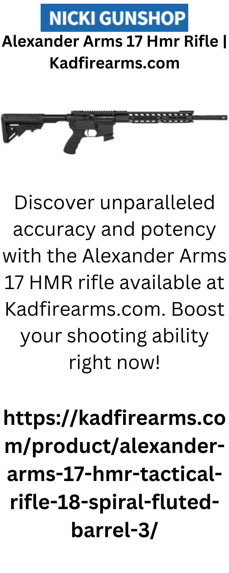 Alexander Arms 17 Hmr Rifle | Kadfirearms.com - NICKI GUN SHOP - Medium