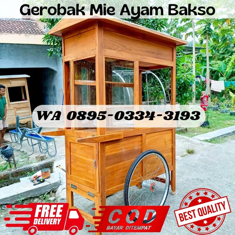 WA 0895 0334 3193 Perajin Gerobak Mie Ayam Bakso Kayu Jati Mahoni ...