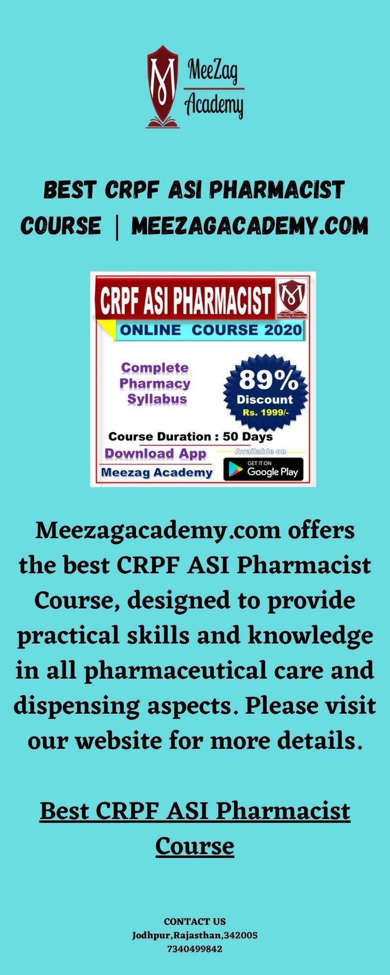 Best Crpf Asi Pharmacist Course | Meezagacademy.com - meezag academy ...