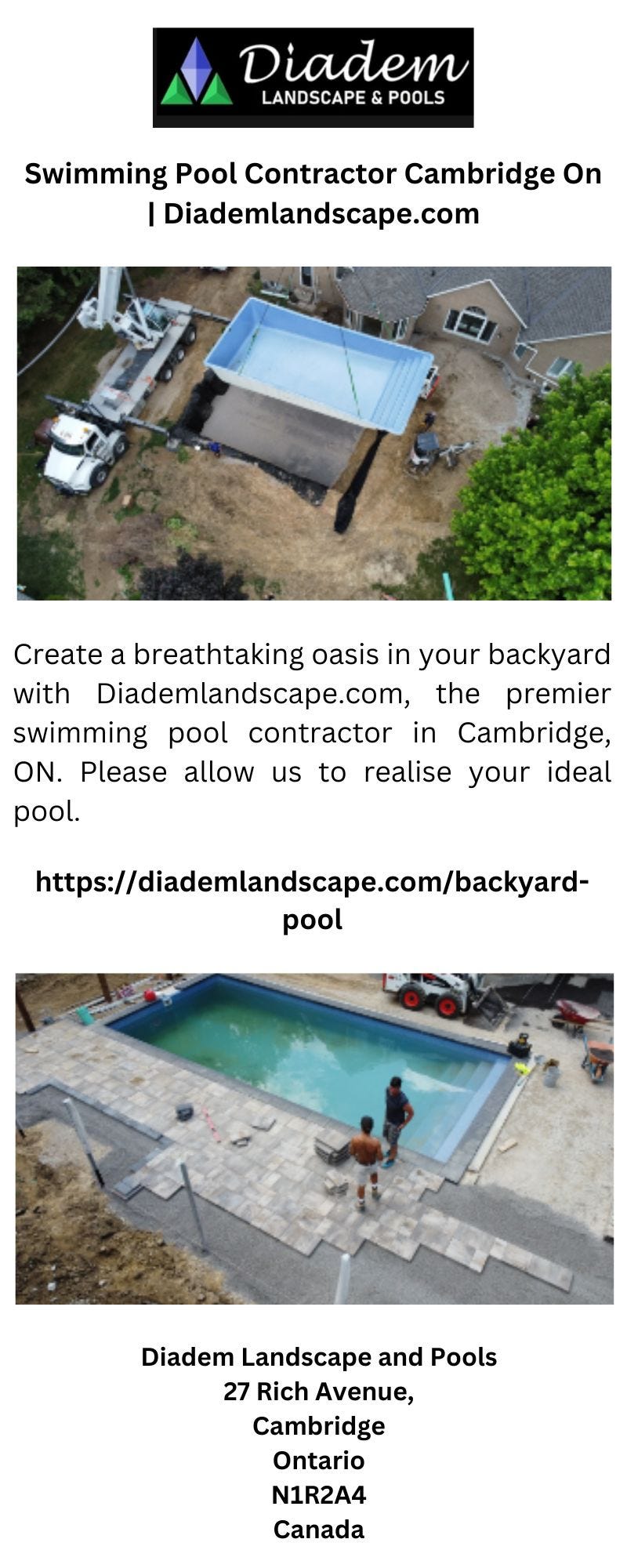 Swimming Pool Contractor Cambridge On | Diademlandscape.com - Diadem ...
