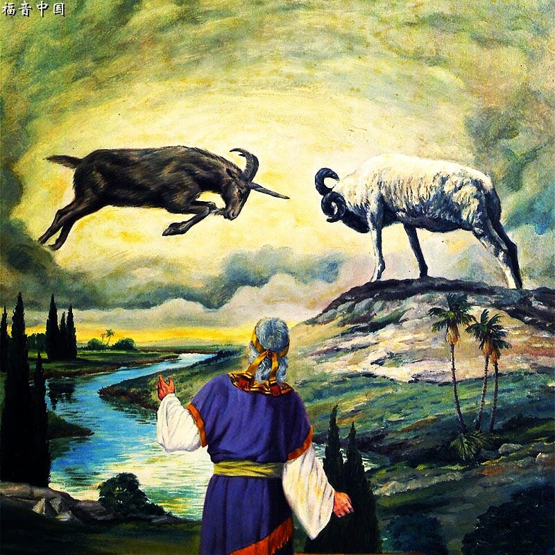 “The male goat is the king of Greece, and the big horn between its eyes ...