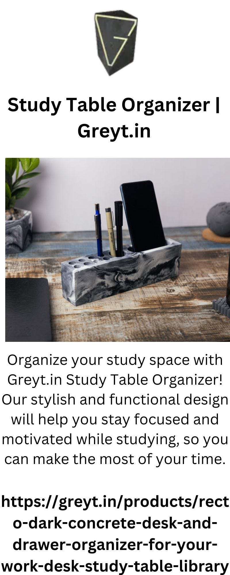 Study Table Organizer | Greyt.in - Grey - Medium