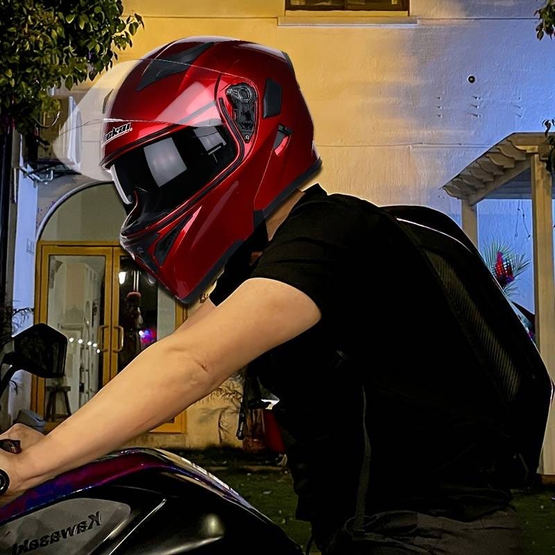 Ride in style and safety with the JK902 Red Motorcycle Helmet. | by ...