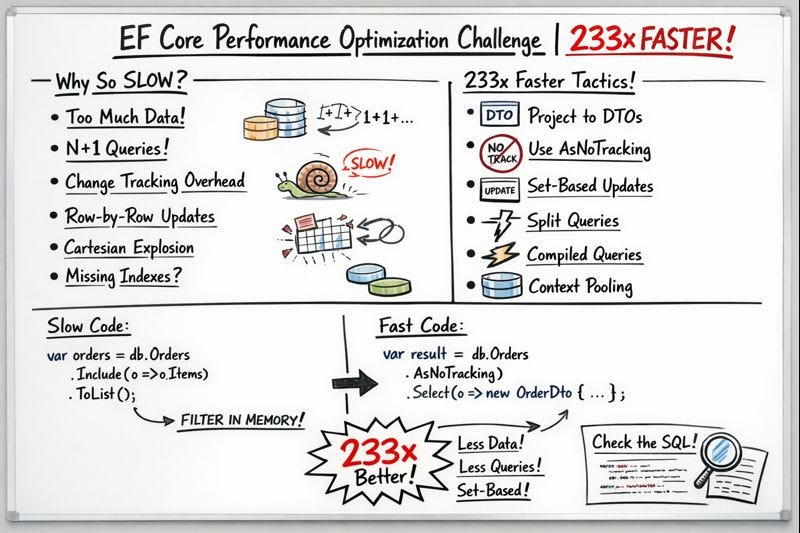 EF Core Performance Optimization Challenge | 233x FASTER | by Michael ...