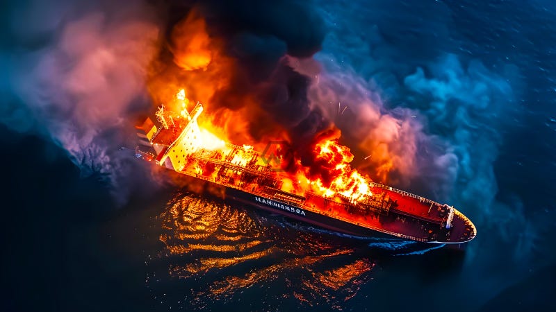 Oil Tankers Collide and Catch Fire Near Singapore Coas | by ...