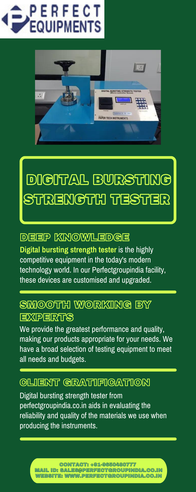 Digital bursting strength tester | Perfect Group India ...