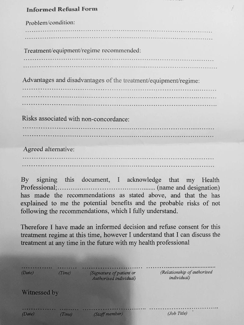 ⭐Do ‘Informed Refusal Forms’ still have a role, or should they be ...