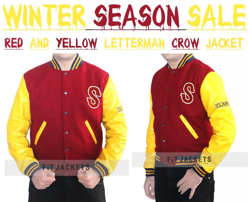 RED AND YELLOW LETTERMAN CROW JACKET | by ashleythompson902 | Medium