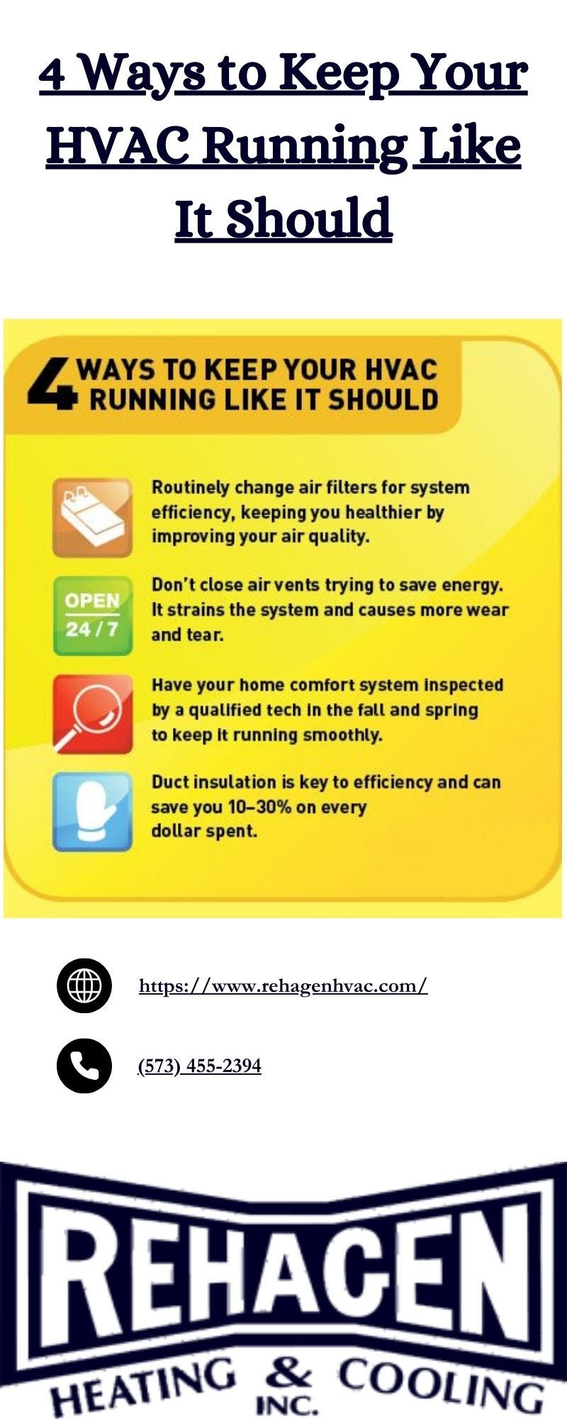 4 Ways to Keep Your HVAC Running Like It Should - Rehagen Heating ...