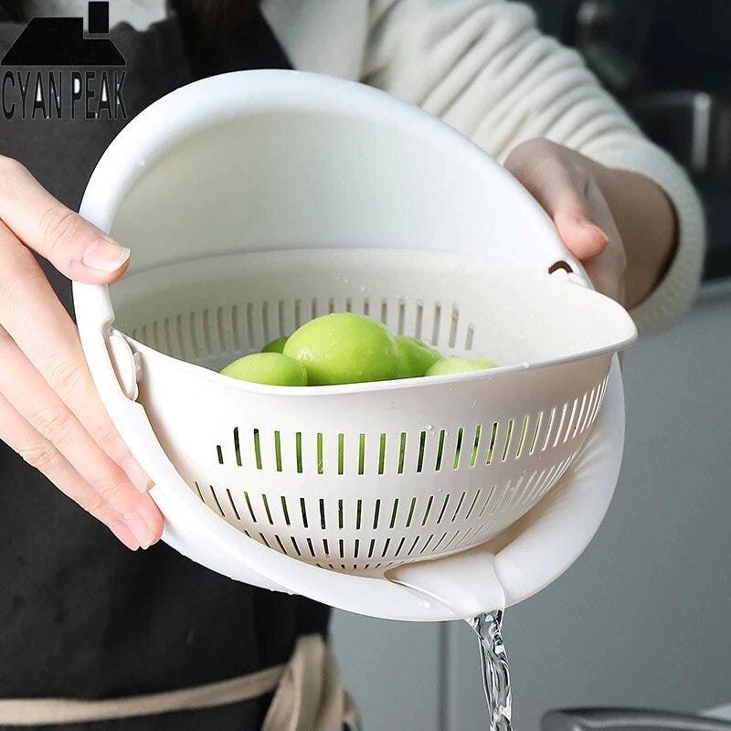 Kitchen Silicone Double Drain Basket Bowl: Efficient Drainage & Storage ...