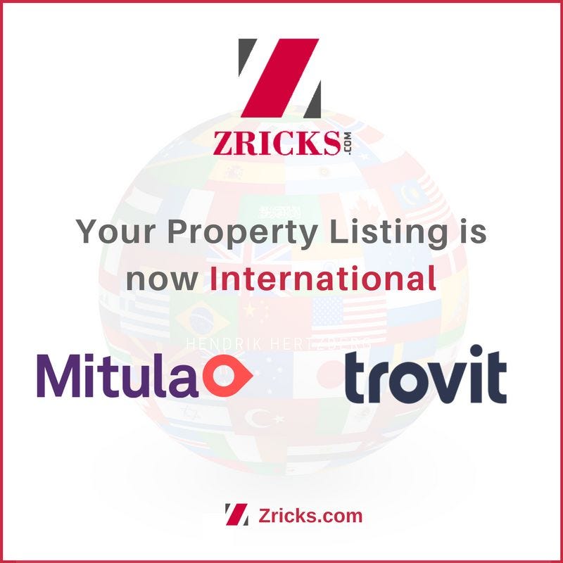 Zricks has now tied up with Mitula and Trovit to show all its property ...
