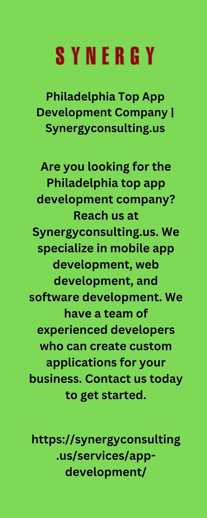 Philadelphia Top App Development Company | Synergyconsulting.us ...