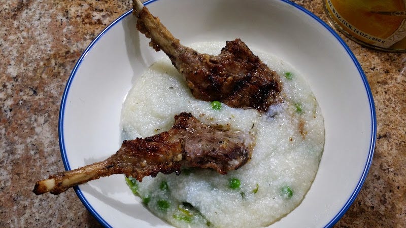 Lamb chops with spinach and pea grits | by Sudarsana Biswas | Food & Me ...
