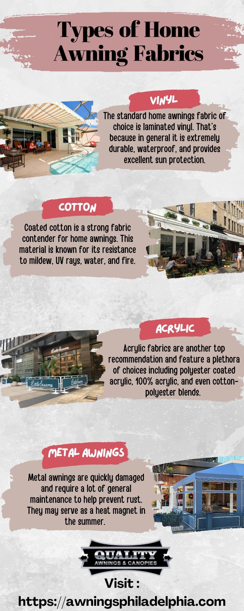 Types of Home Awning Fabrics - Quality Awnings Philadelphia - Medium