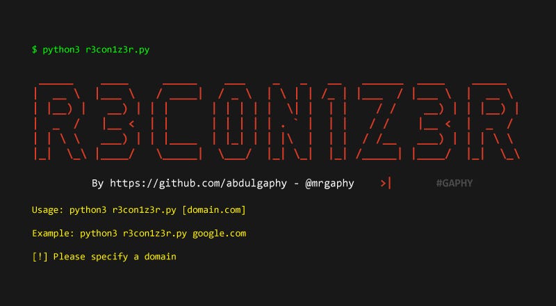 Lightweight web recon tool — R3con1z3r | by David Artykov | Purple Team ...