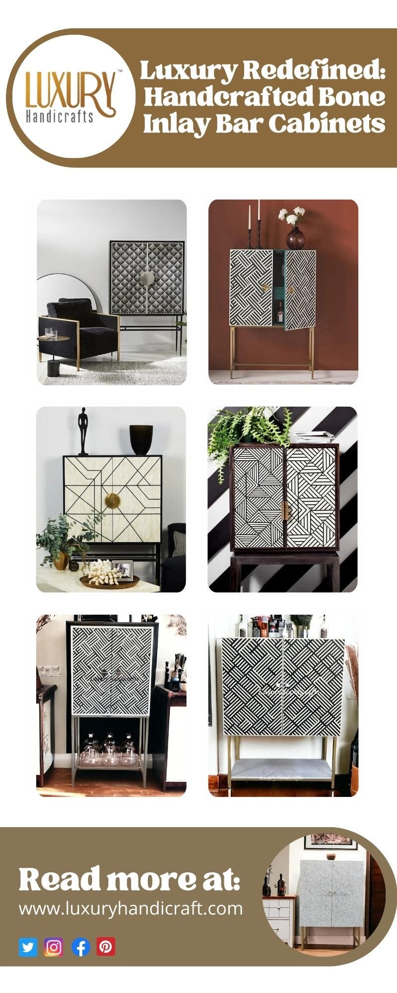 Luxury Redefined: Handcrafted Bone Inlay Bar Cabinets ...