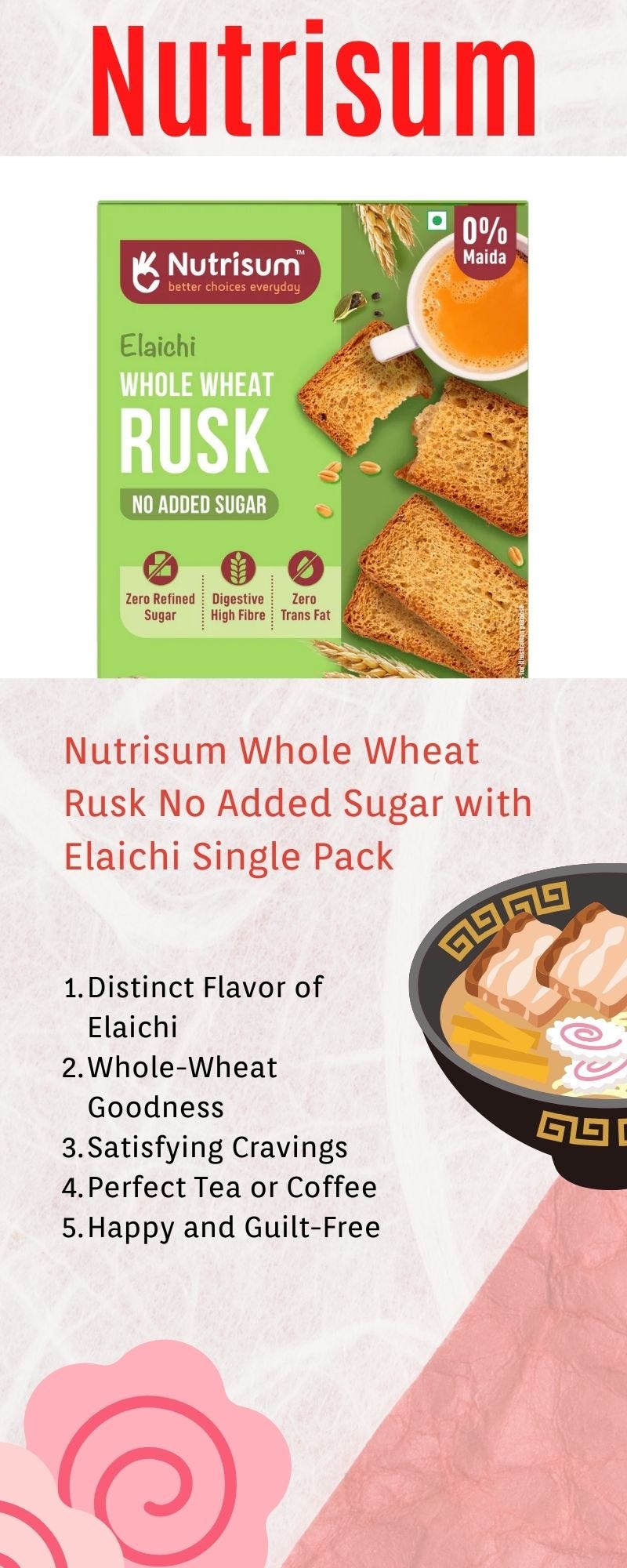 Whole Wheat Rusk No Added Sugar - Nutrisum - Medium