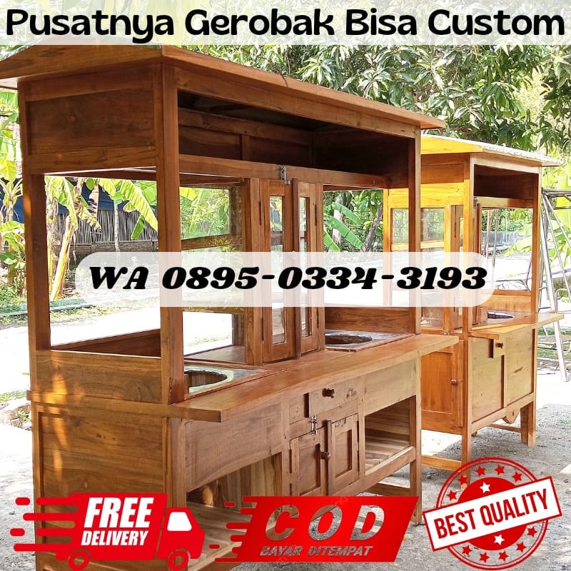 WA 0895 0334 3193 Perajin Gerobak Mie Ayam Bakso Kayu Jati Mahoni ...