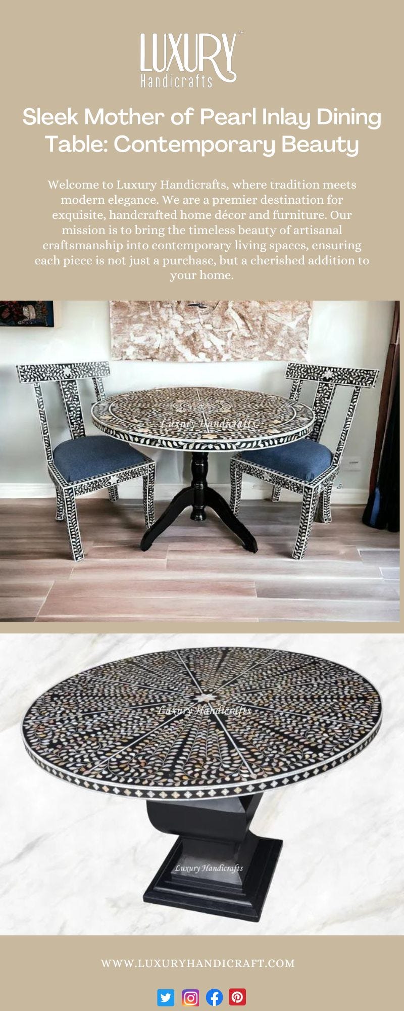 Sleek Mother of Pearl Inlay Dining Table: Contemporary Beauty ...