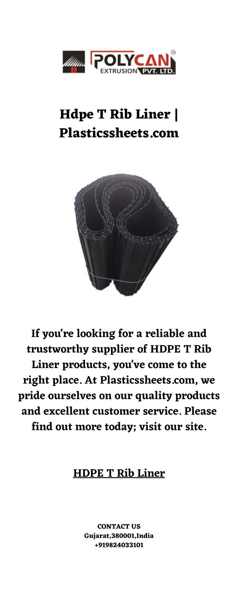 Hdpe T Rib Liner | Plasticssheets.com - Polycanextrusion - Medium