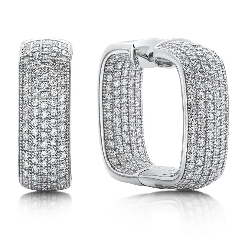 Zaitano — Sterling silver bonded with platinum inside out pave square ...
