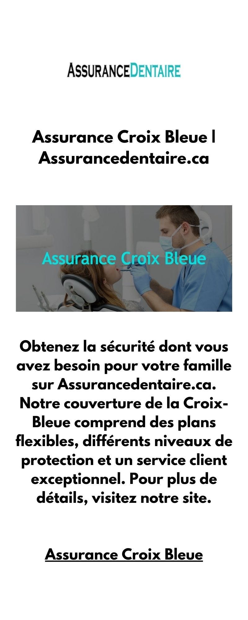 Assurance Croix Bleue | Assurancedentaire.ca - Assurance Plus - Medium