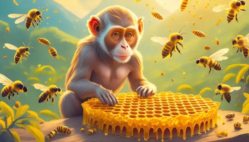 The Monkey and the Honeycomb: A Classic Tale of Patience | by Nemai ...