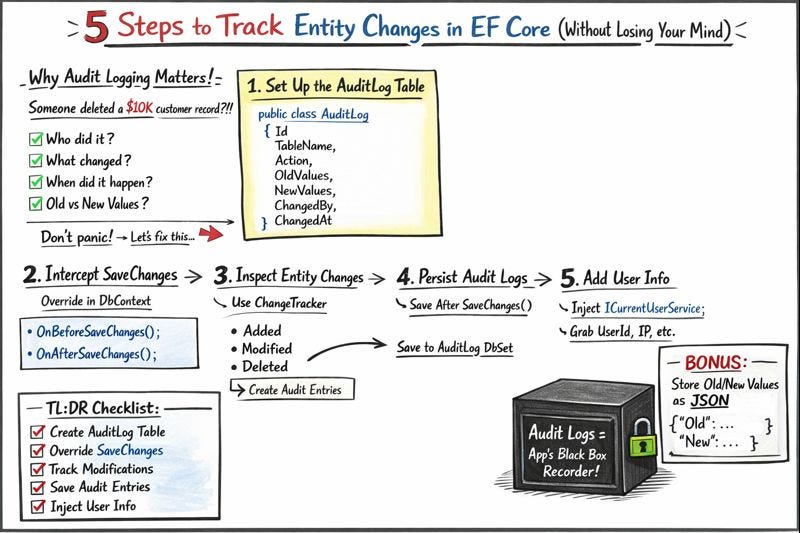 🔍 5 Practical Steps to Track Entity Changes in EF Core (Without Losing ...