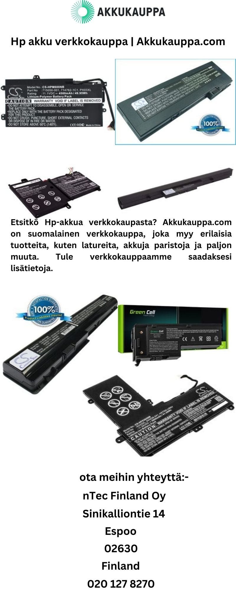 Hp akku verkkokauppa | Akkukauppa.com - nTec Finland Oy - Medium