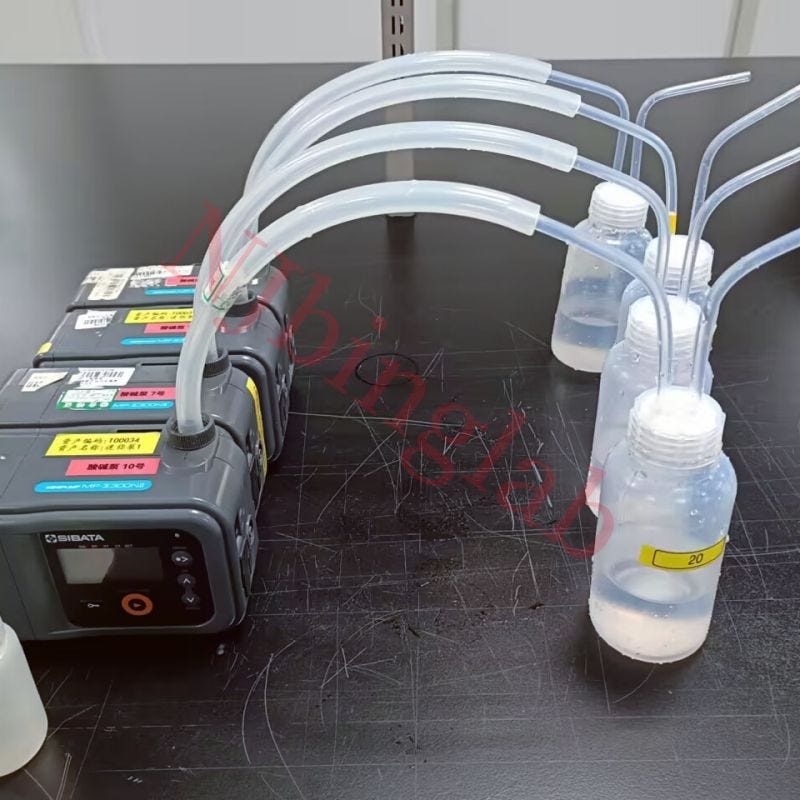 PFA gas washing bottle connected to air sampling pump - Claire Wang - Medium