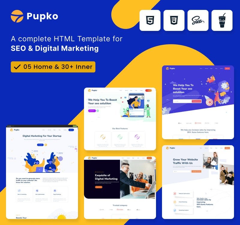 Pupko-SEO and Digital Marketing Agency HTML Template | by Electronthemes | Medium