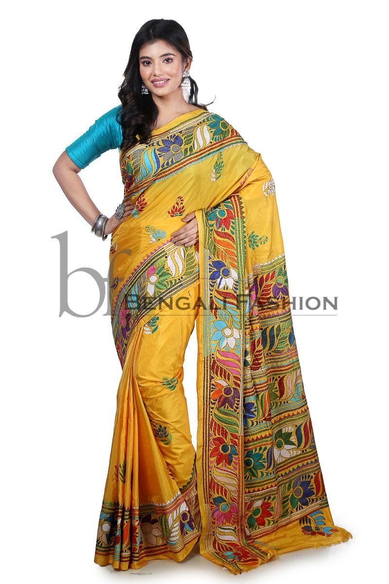 Kantha- A Touch of Rural Bengal in a Saree | by Bengali Fashion | Medium