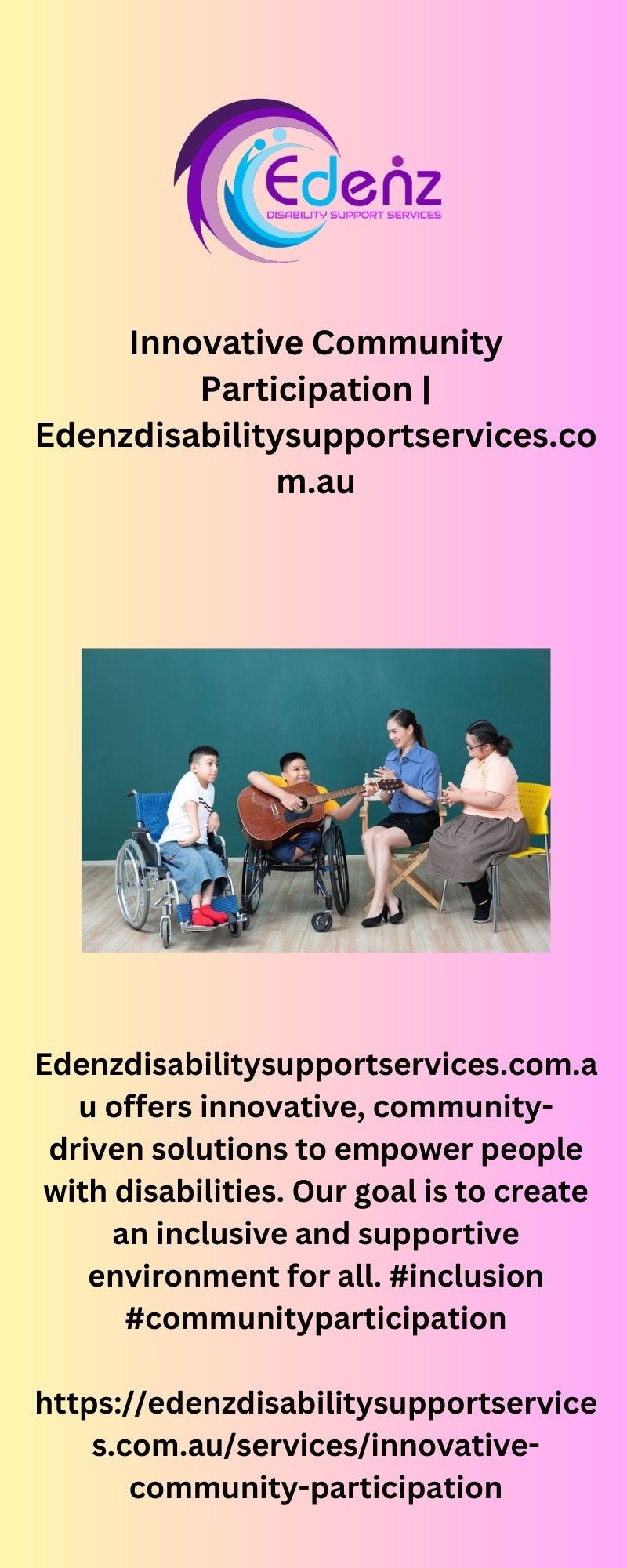 Innovative Community Participation | Edenzdisabilitysupportservices.com ...