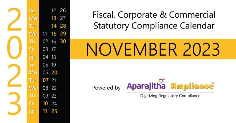 FCC Statutory Compliance Calendar for November 2023 — Simpliance - Puja ...