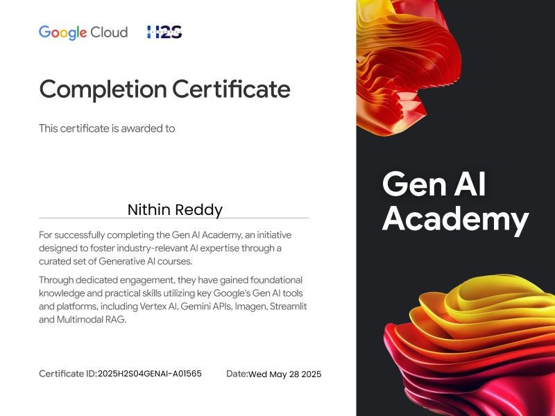 My Journey Through the Gen AI Exchange Program by Google Cloud & Hack2Skill | by Nithin Reddy P ...