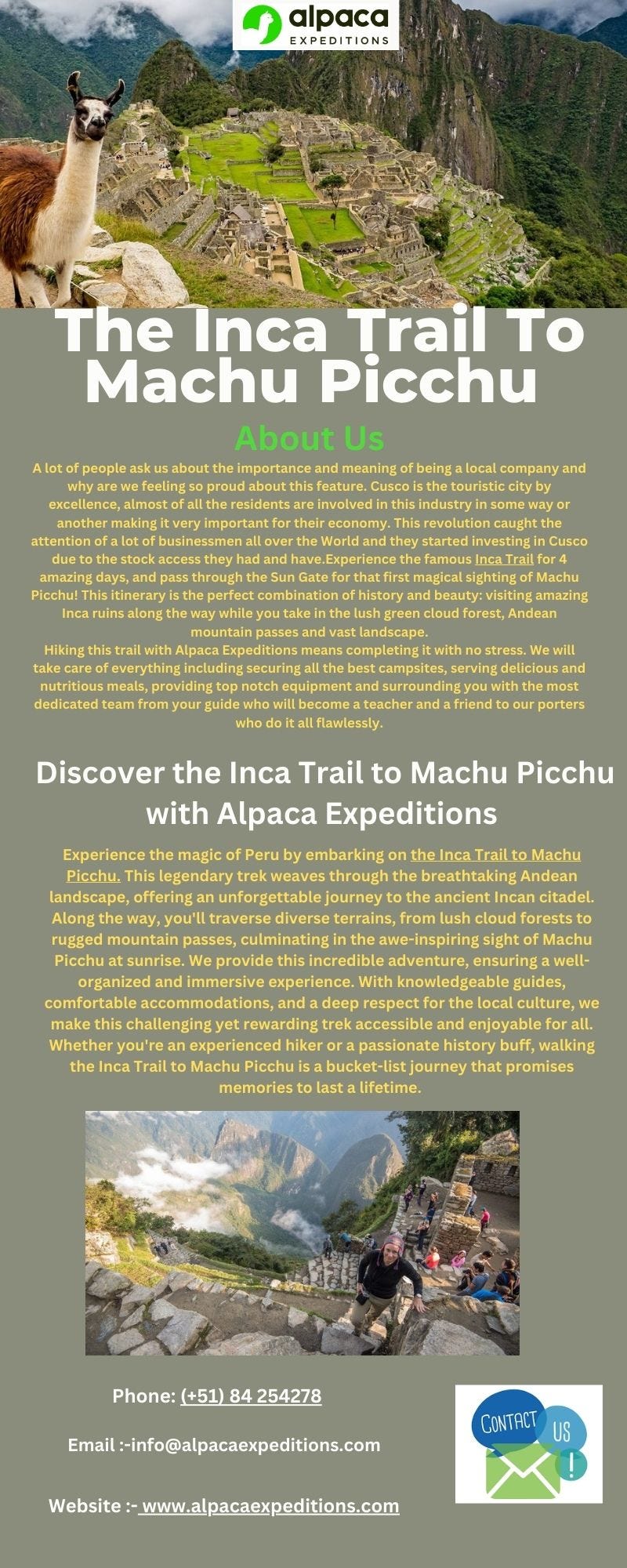 Discover the Inca Trail to Machu Picchu with Alpaca Expeditions ...