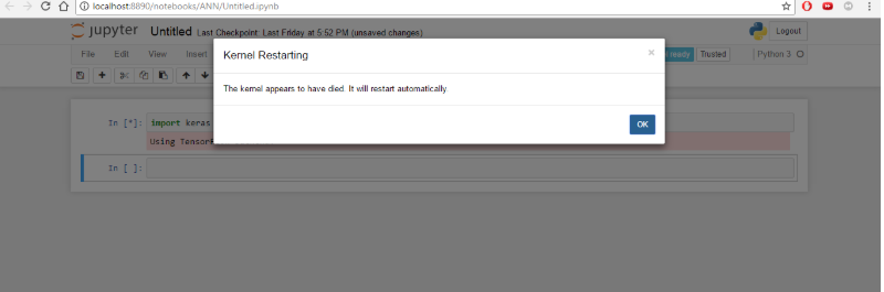 Issues while importing Keras? — Kernel appears to have died. | by Deepti Goyal | Medium