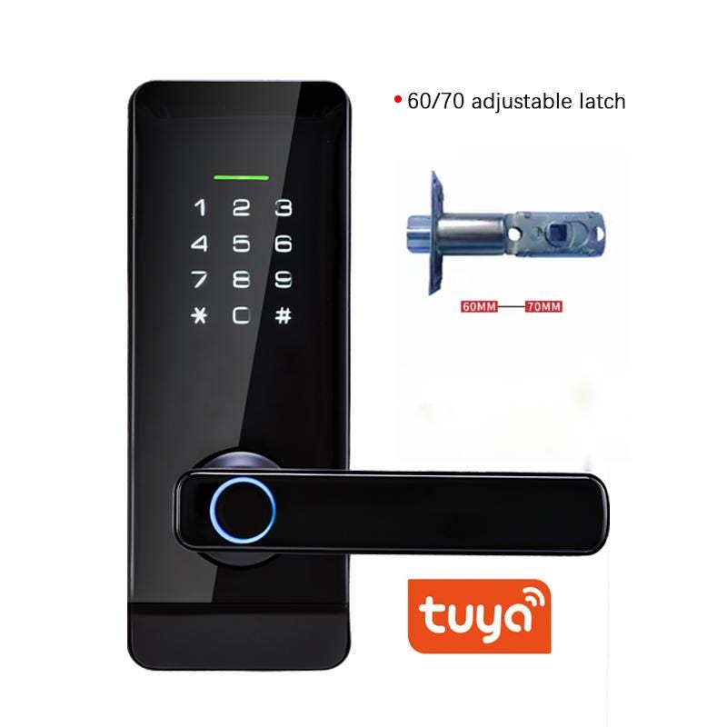 Digital Door Lock WIFI Tuya Fingerprint Password with Handle APP RFID Smart Lock Multiple ...