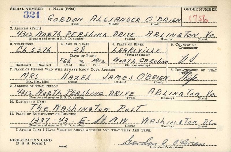 Gordon A. O’Brien: Leaksville WWII Army Finance Clerk | by Matthew Peek ...