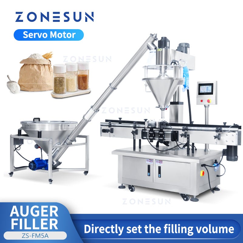ZONESUN Automatic Auger Filler Three Heads Servo Motor Bottles Jars ...
