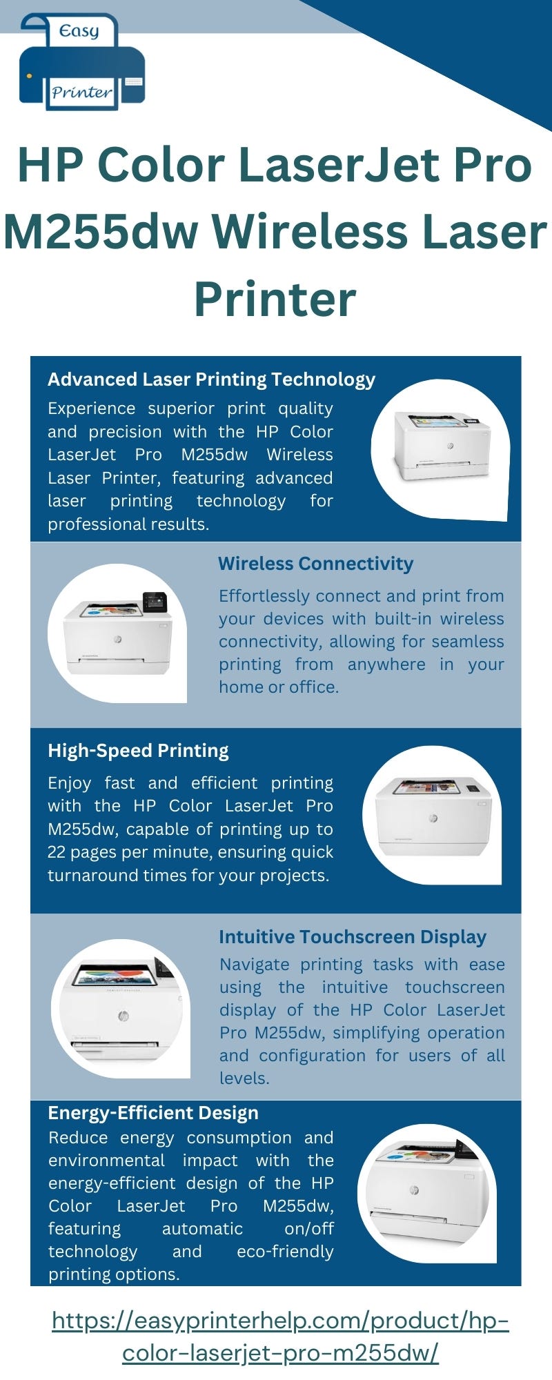 HP Color LaserJet Pro M255dw Wireless Laser Printer - Easyprinterhelp - Medium